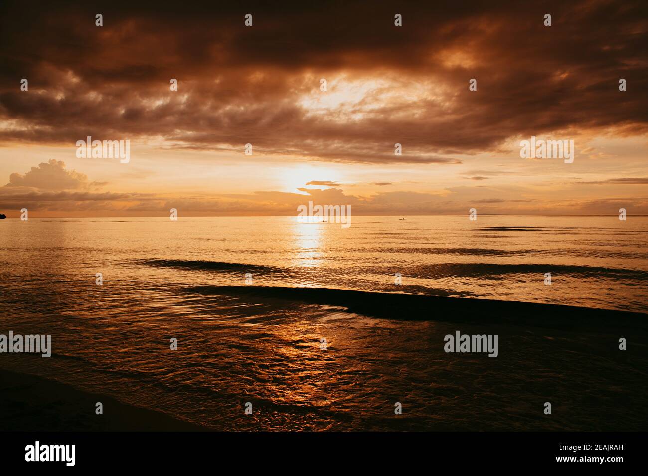 beautiful Bright sunset over the ocean in the Philippines Stock Photo ...