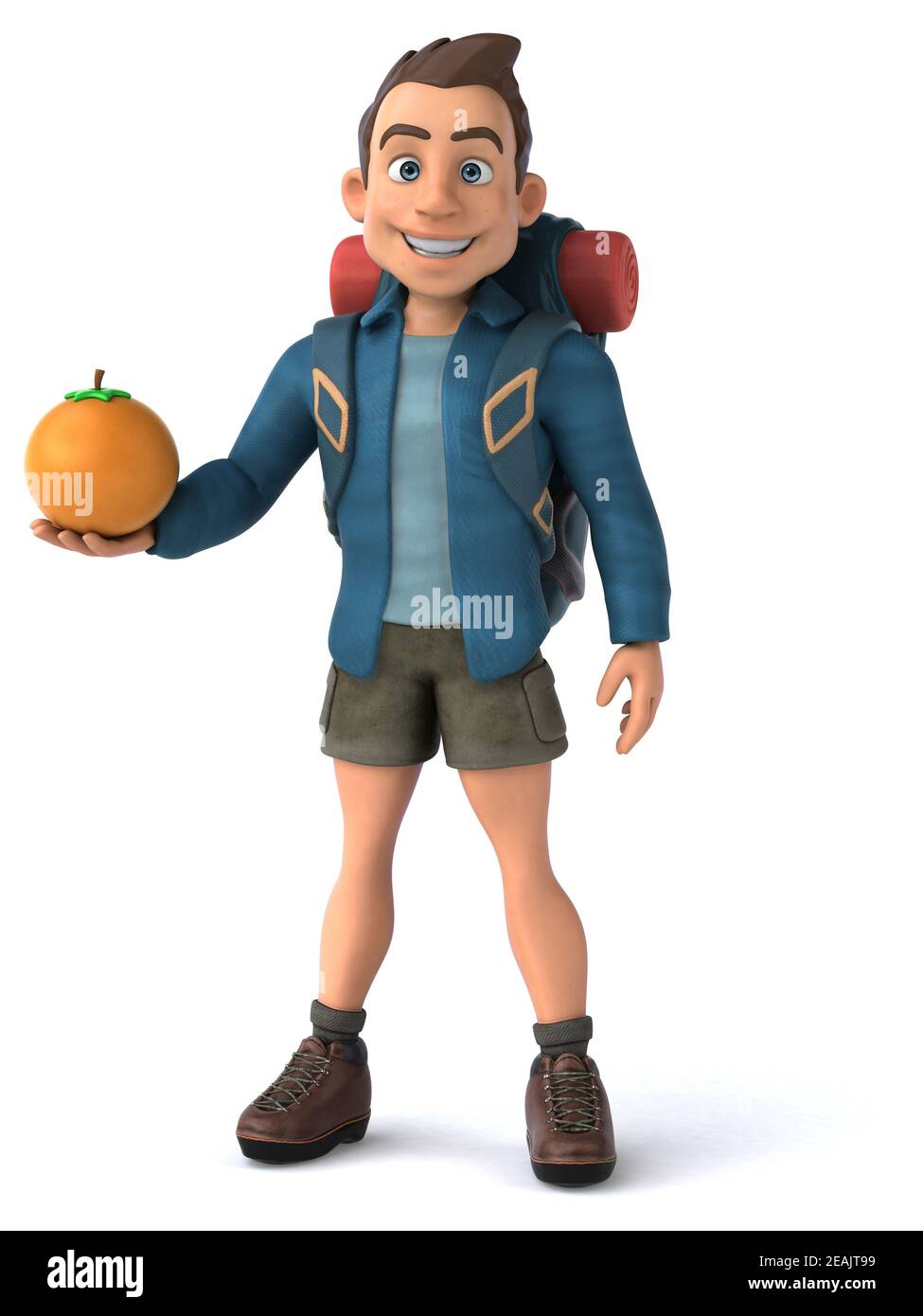 Fun illustration of a 3D cartoon backpacker Stock Photo - Alamy
