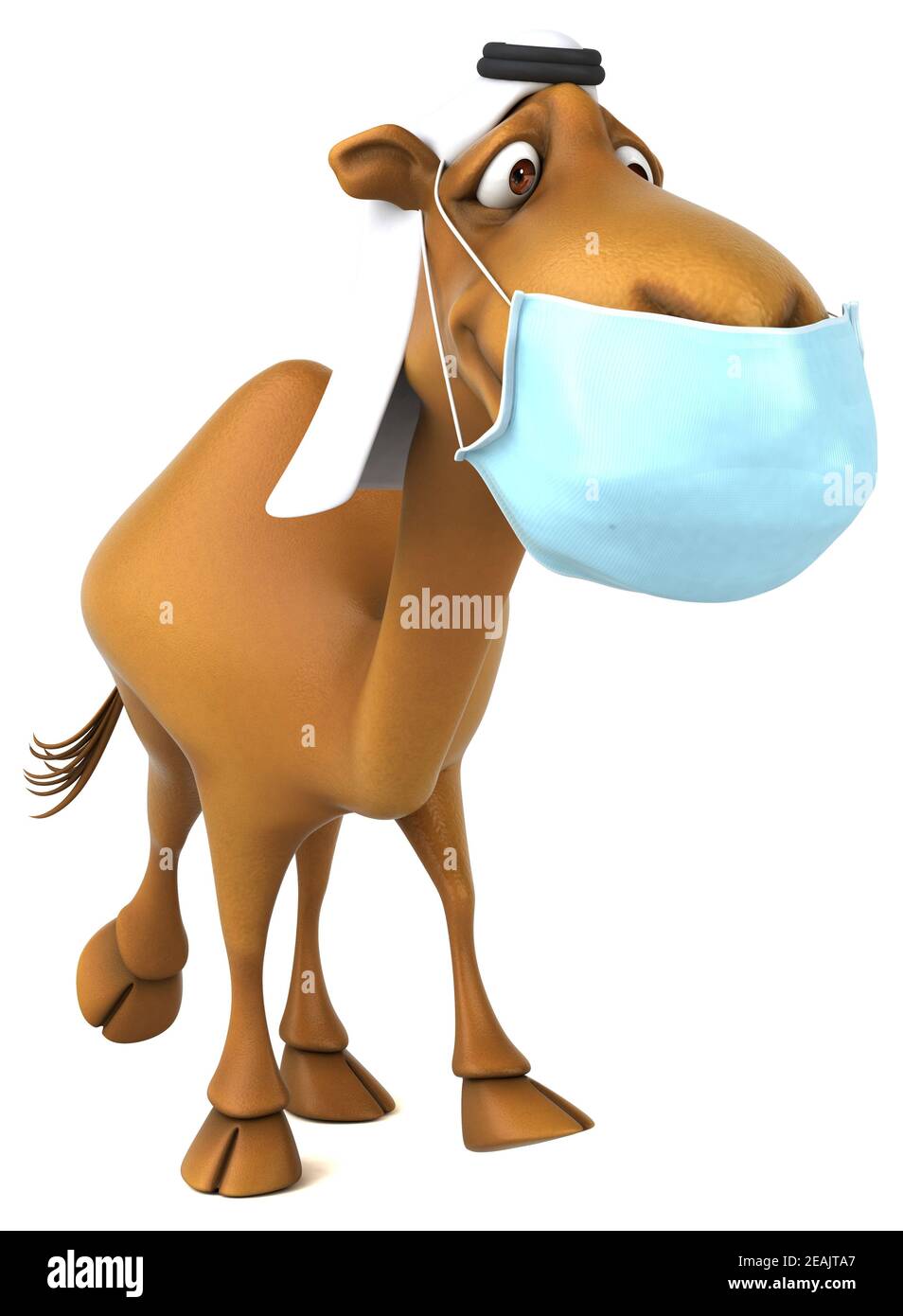 Fun 3D camel with a mask Stock Photo - Alamy
