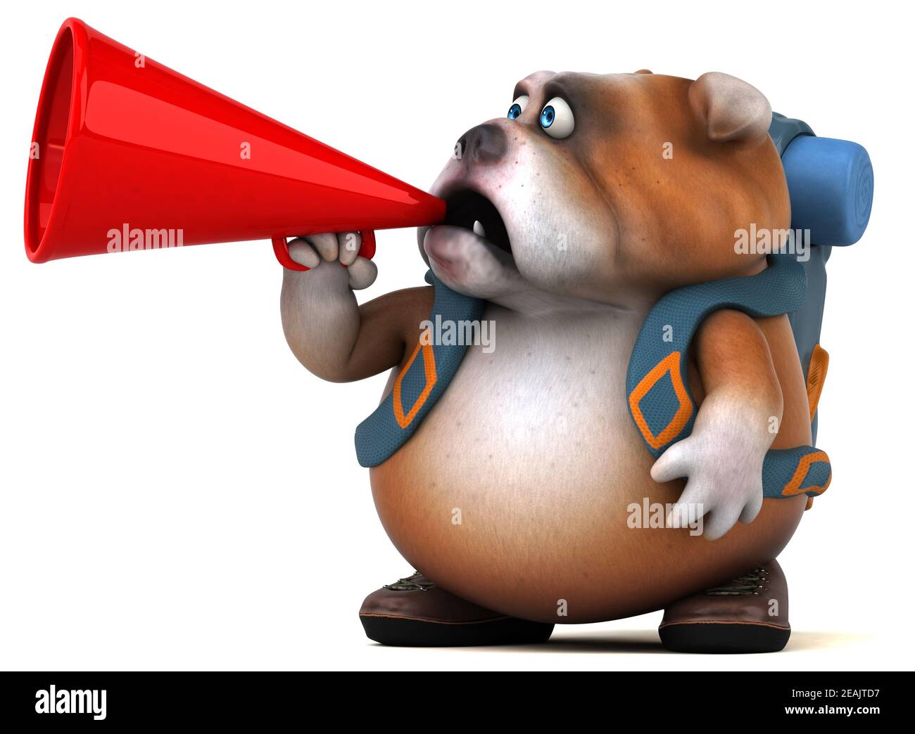 Fun backpacker bulldog cartoon character Stock Photo - Alamy