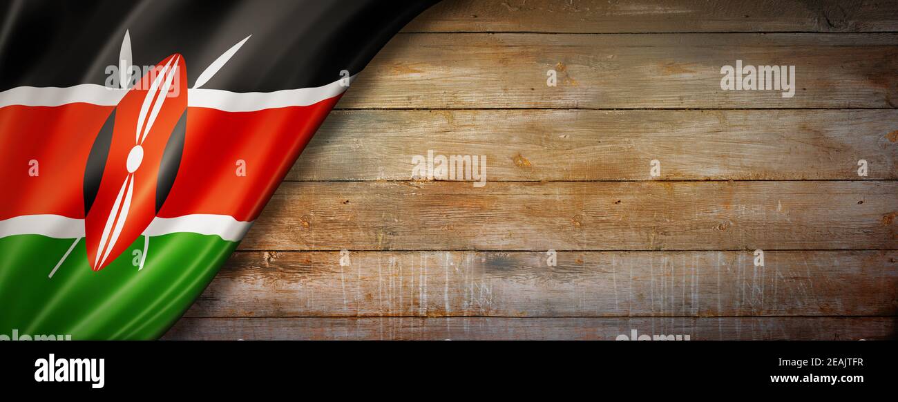 Kenyan flag on vintage wood wall banner Stock Photo - Alamy