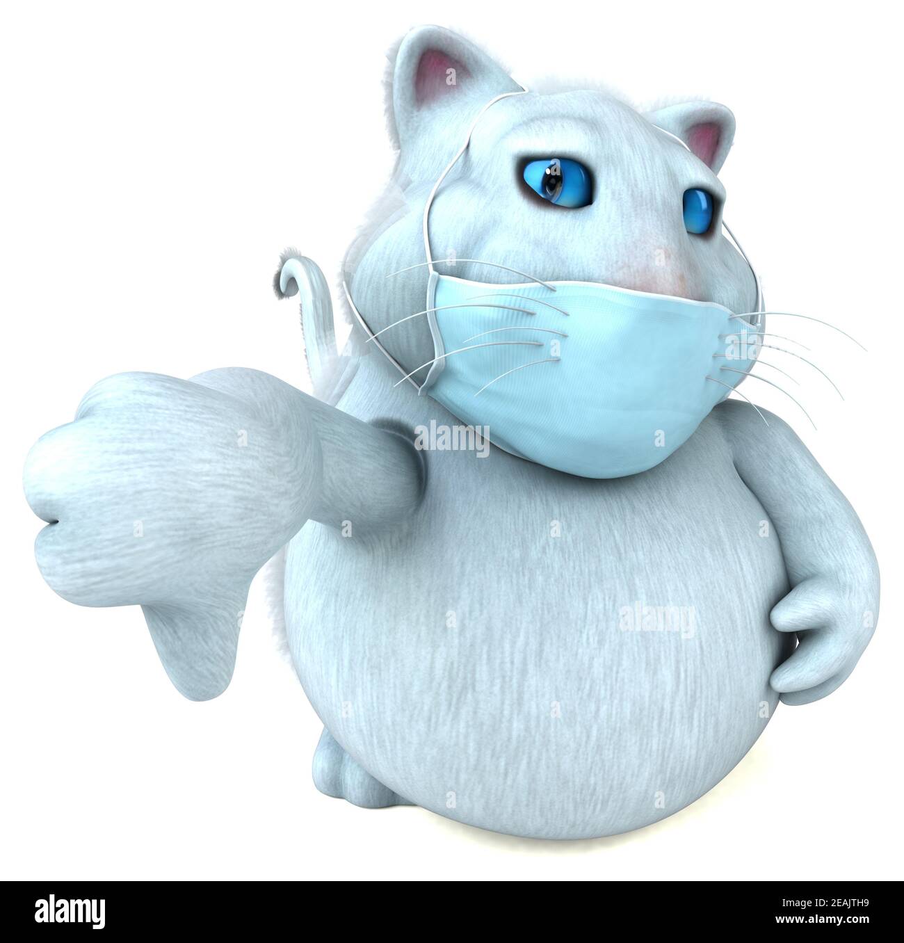 Fun 3D cartoon cat with a mask Stock Photo - Alamy