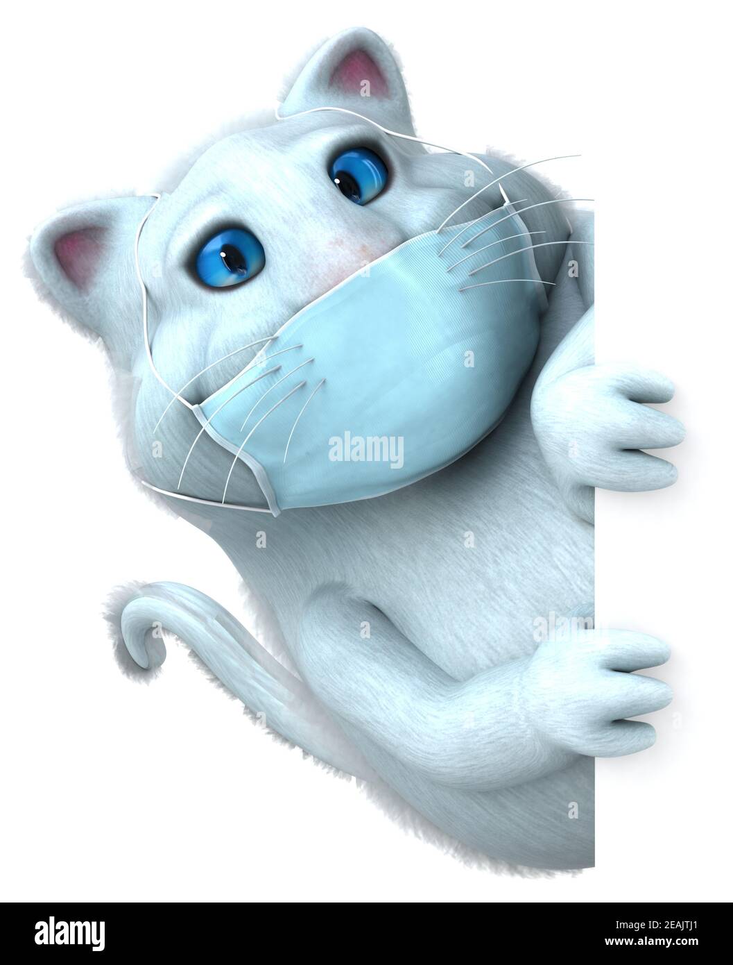 Fun 3D cartoon cat with a mask Stock Photo - Alamy