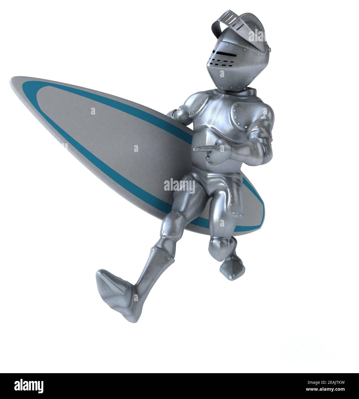 Fun 3D cartoon knight surfing Stock Photo - Alamy
