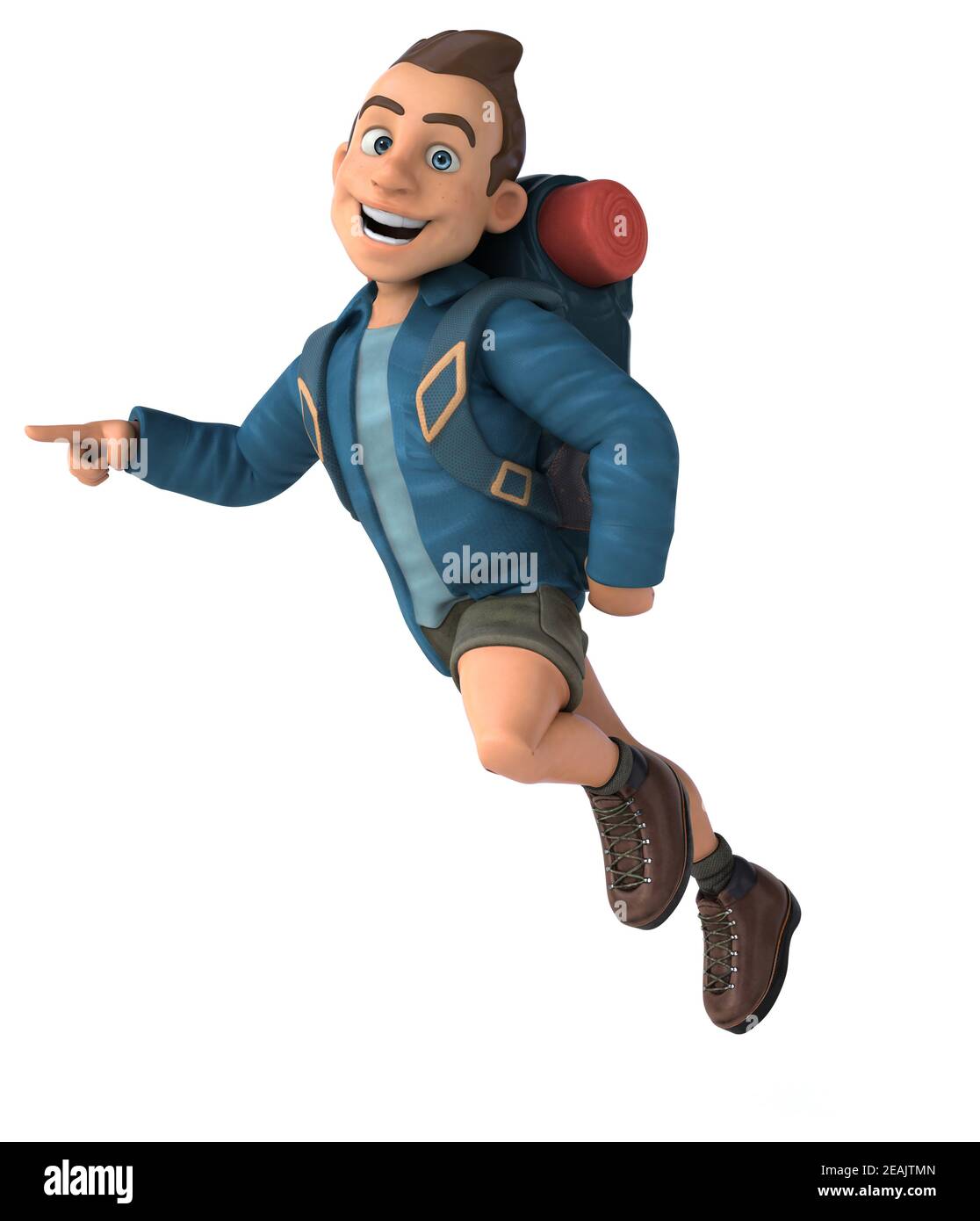 Fun illustration of a 3D cartoon backpacker Stock Photo - Alamy