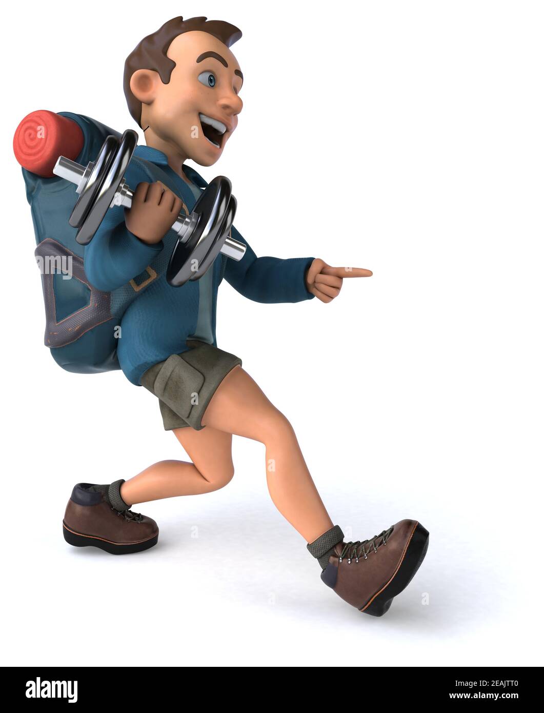 Fun illustration of a 3D cartoon backpacker Stock Photo - Alamy