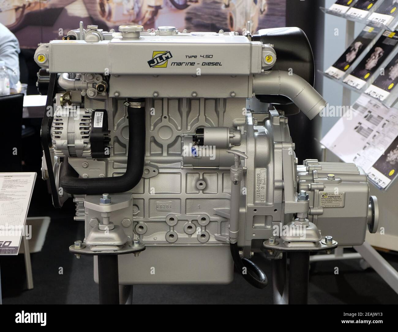 Modern engine used on marine industry exhibited at the Zagreb Boat Show ...