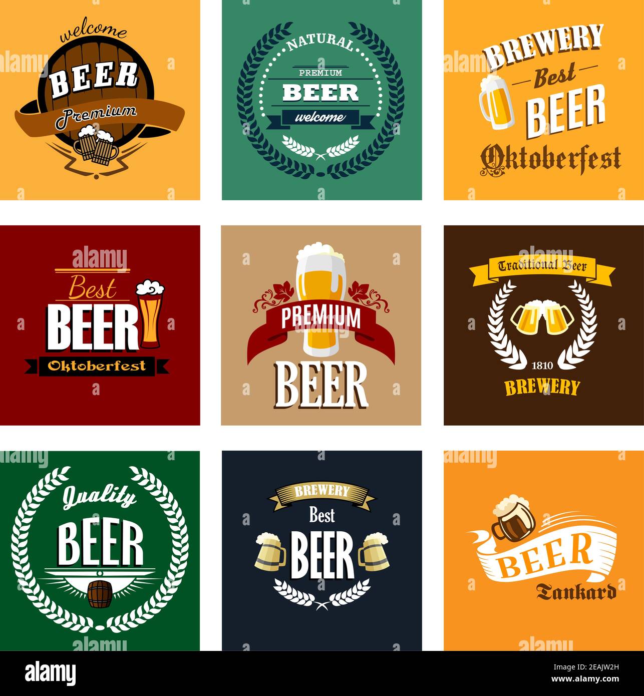 Premium, traditional, quality, best, natural beer labels and emblems in ...