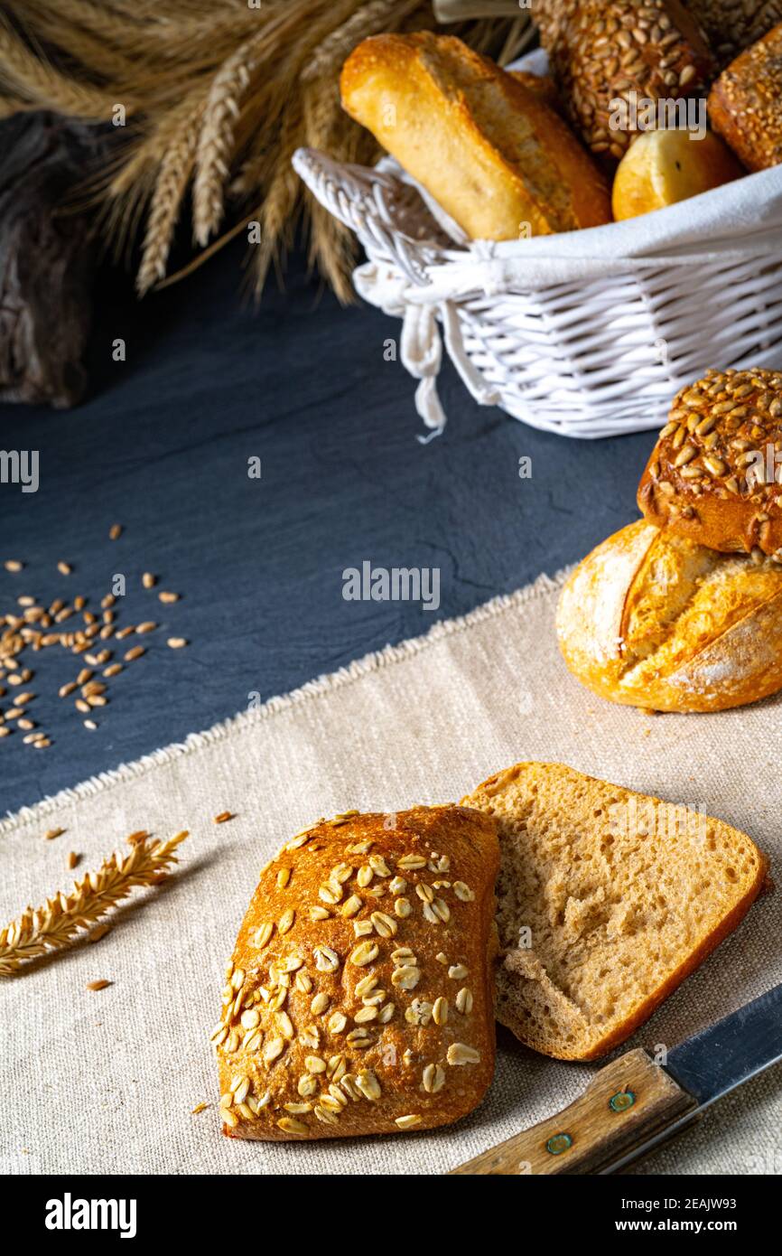 Delicious and crispy breakfast rolls Stock Photo - Alamy