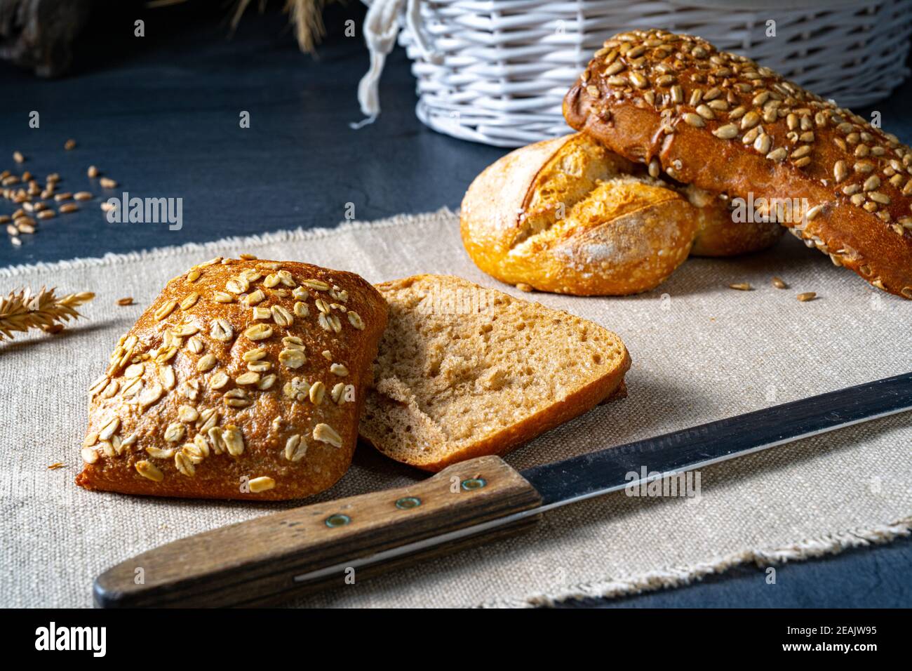 Delicious and crispy breakfast rolls Stock Photo - Alamy