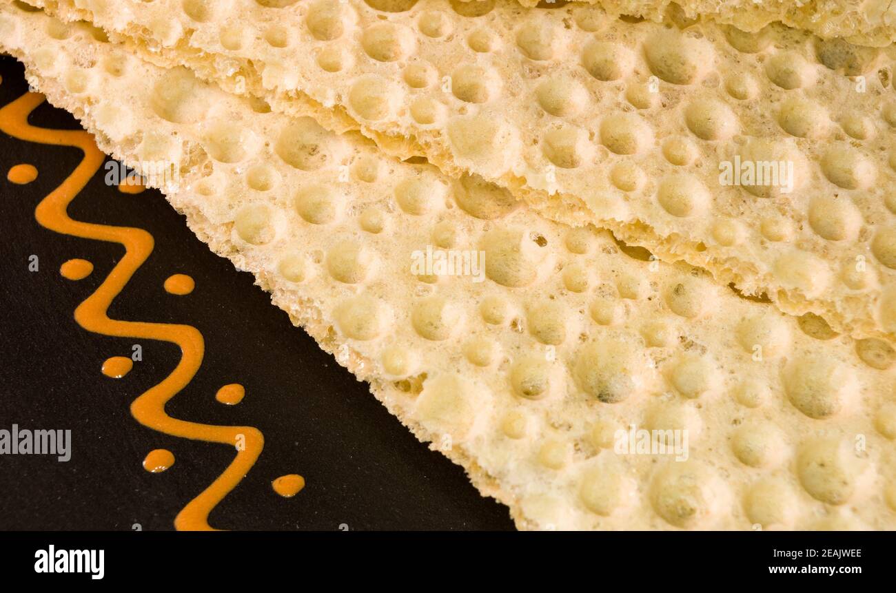 diabetic diet crunches - crispy waffle bread from wheat, texture close ...