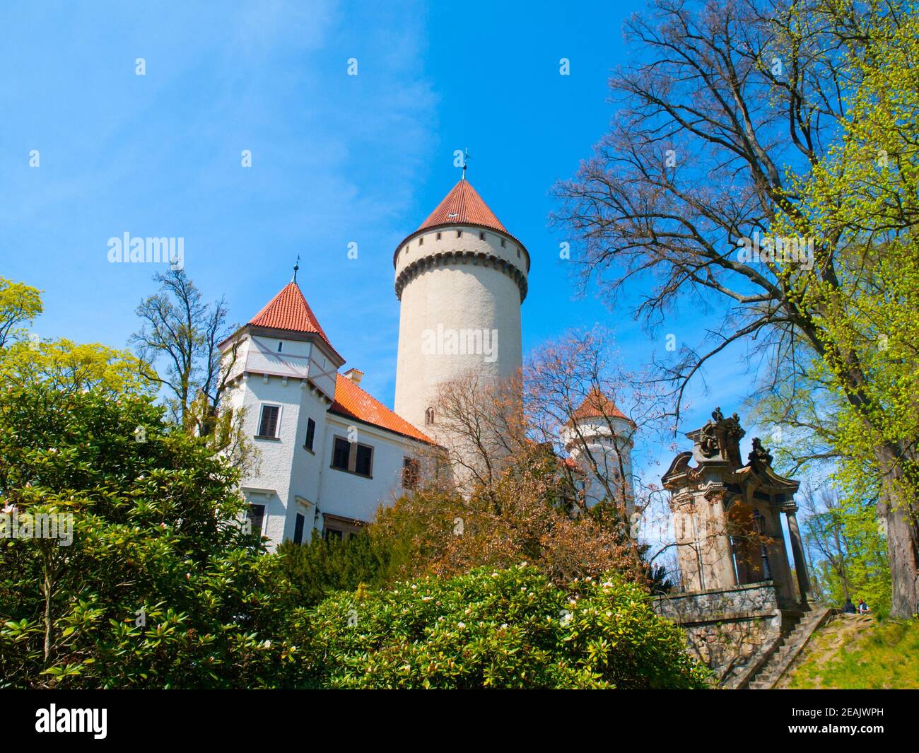 Chateau Konopiste with typical rounded tower, Benesov, Czech Republic ...