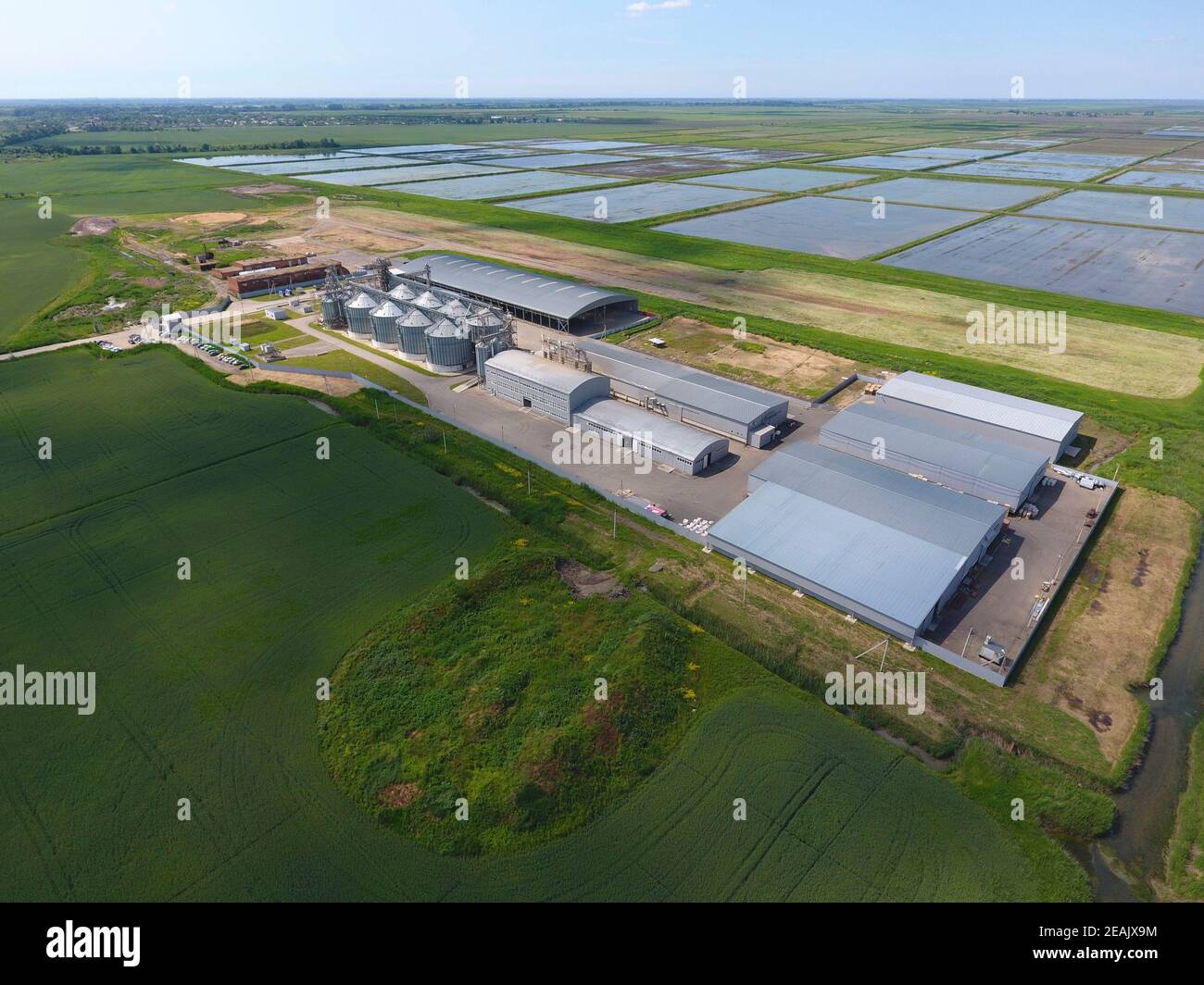 Plant for the drying and storage of grain. Top view. Grain terminal ...