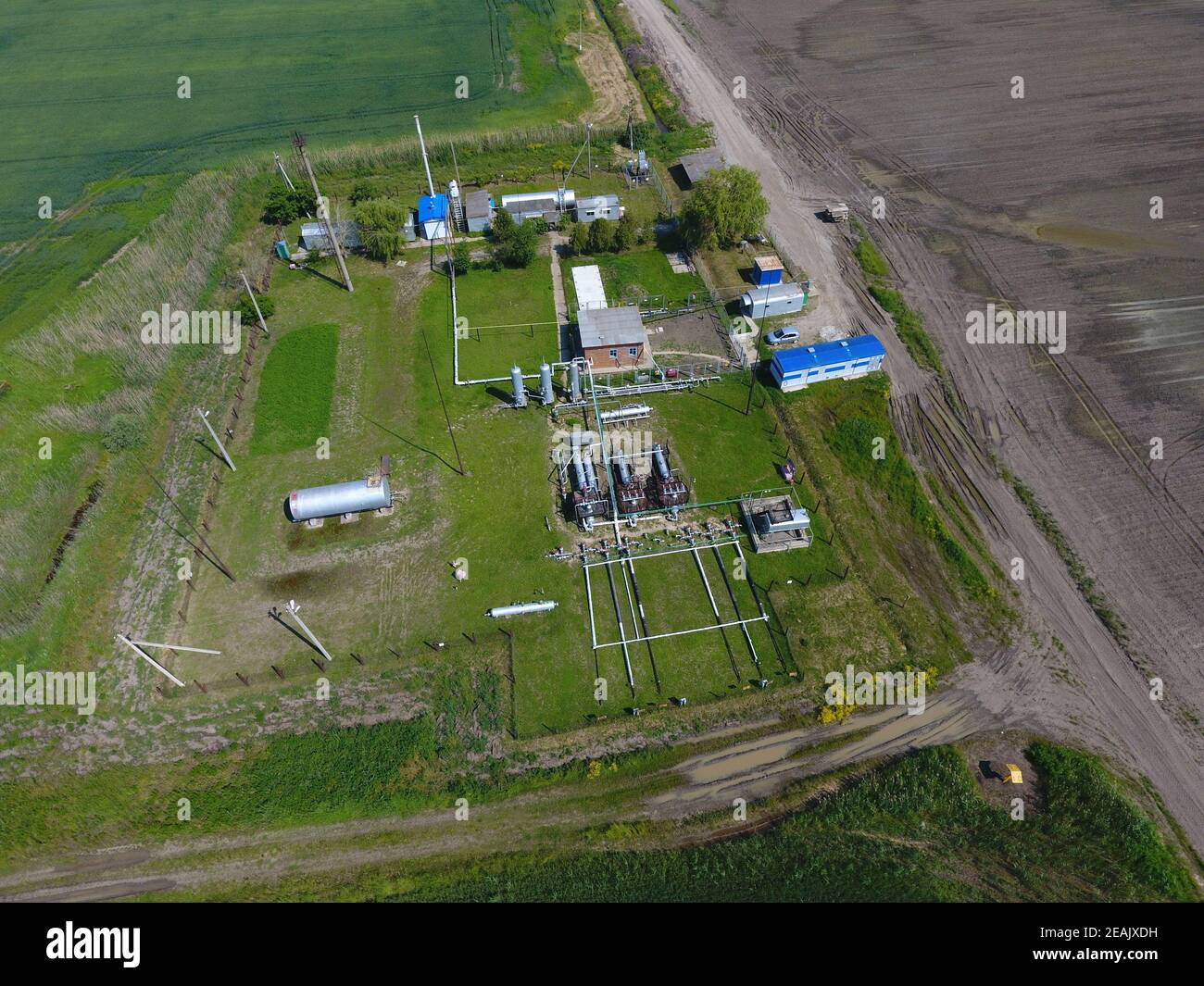 Equipment for the drying gas and condensate collection. Top view. Top view of the equipment for ...