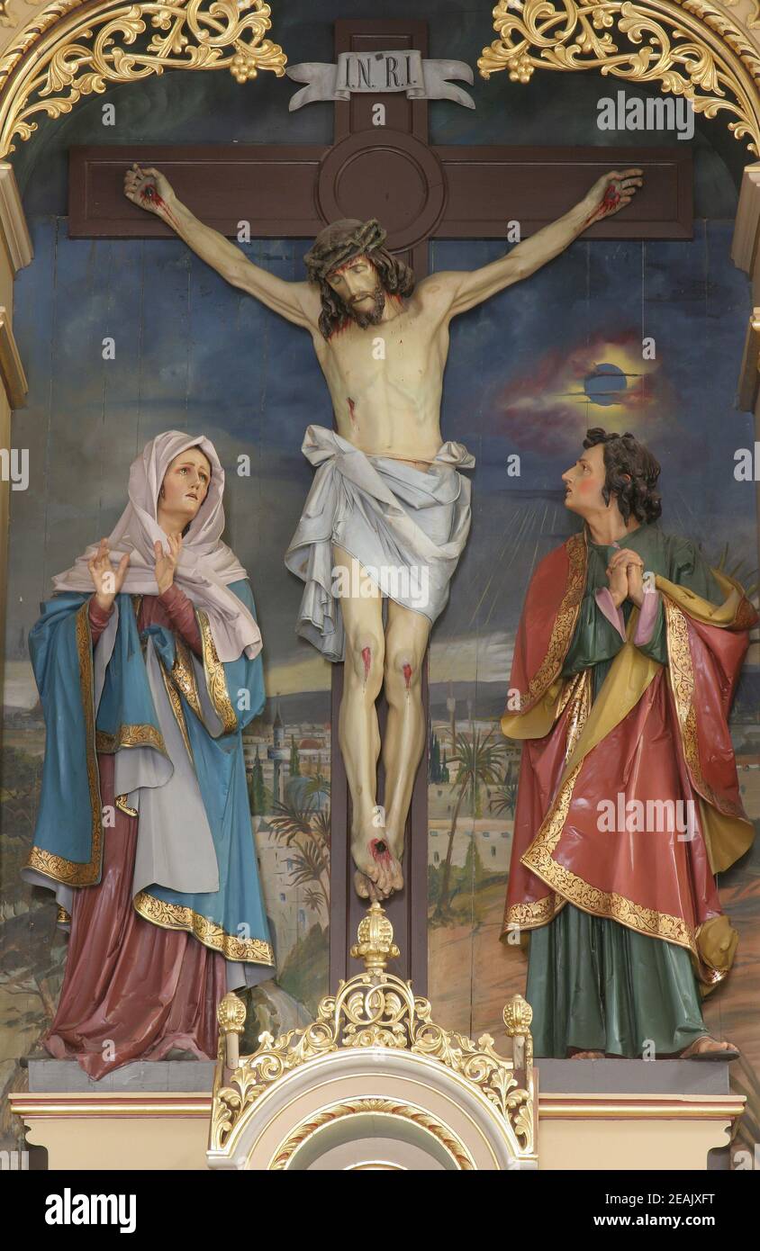 Crucifixion, Blessed Virgin Mary and Saint John under the cross Stock Photo - Alamy