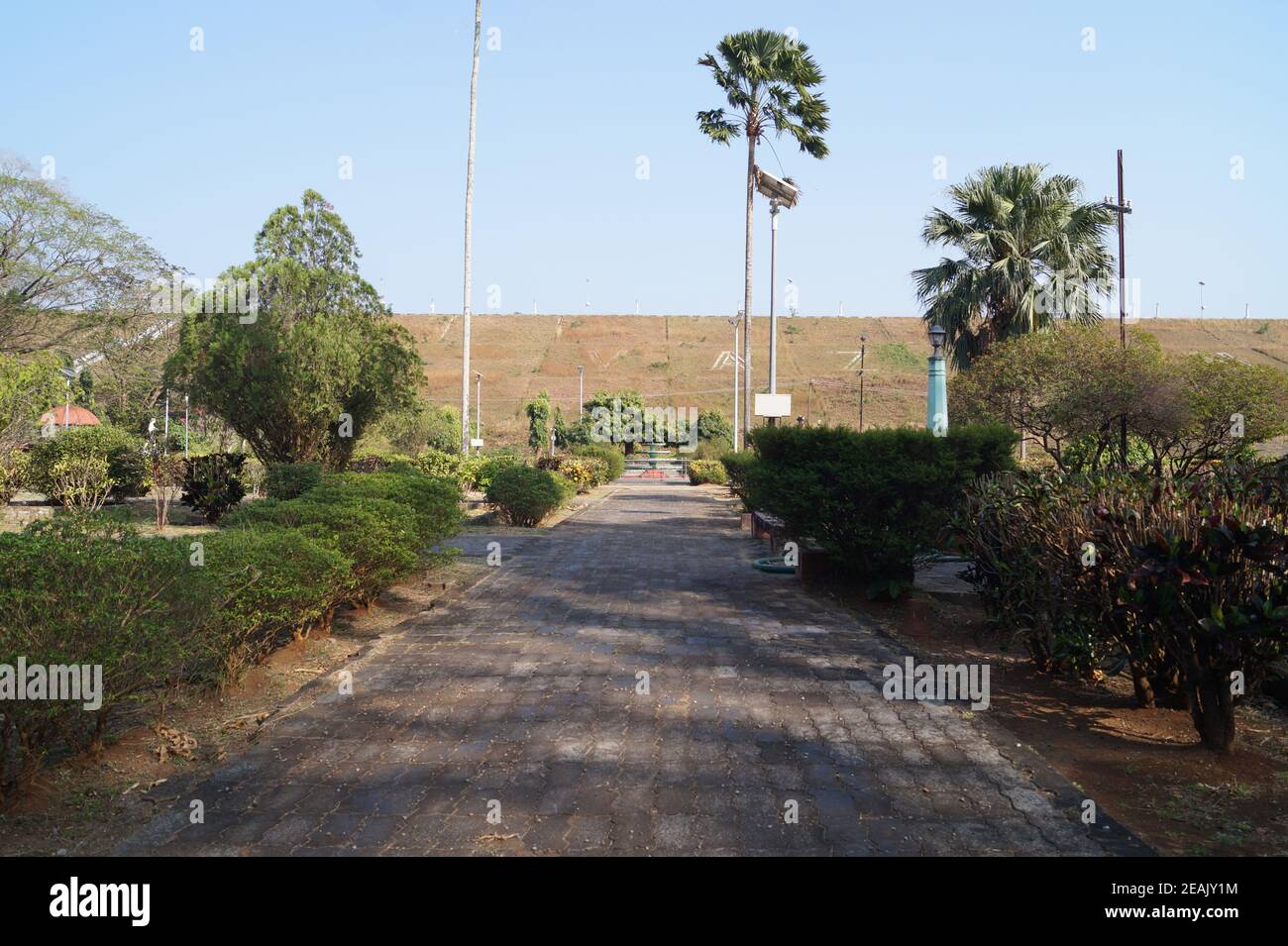 Pathway in the garden of vazhani dam reservoir, Kerala, India Stock ...