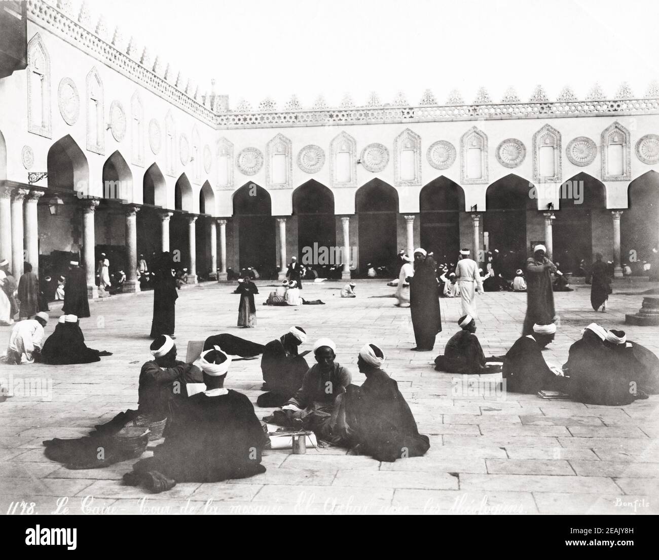 Late 19th century photograph: Al-Azhar mosgue Cairo Egypt, Muslim ...