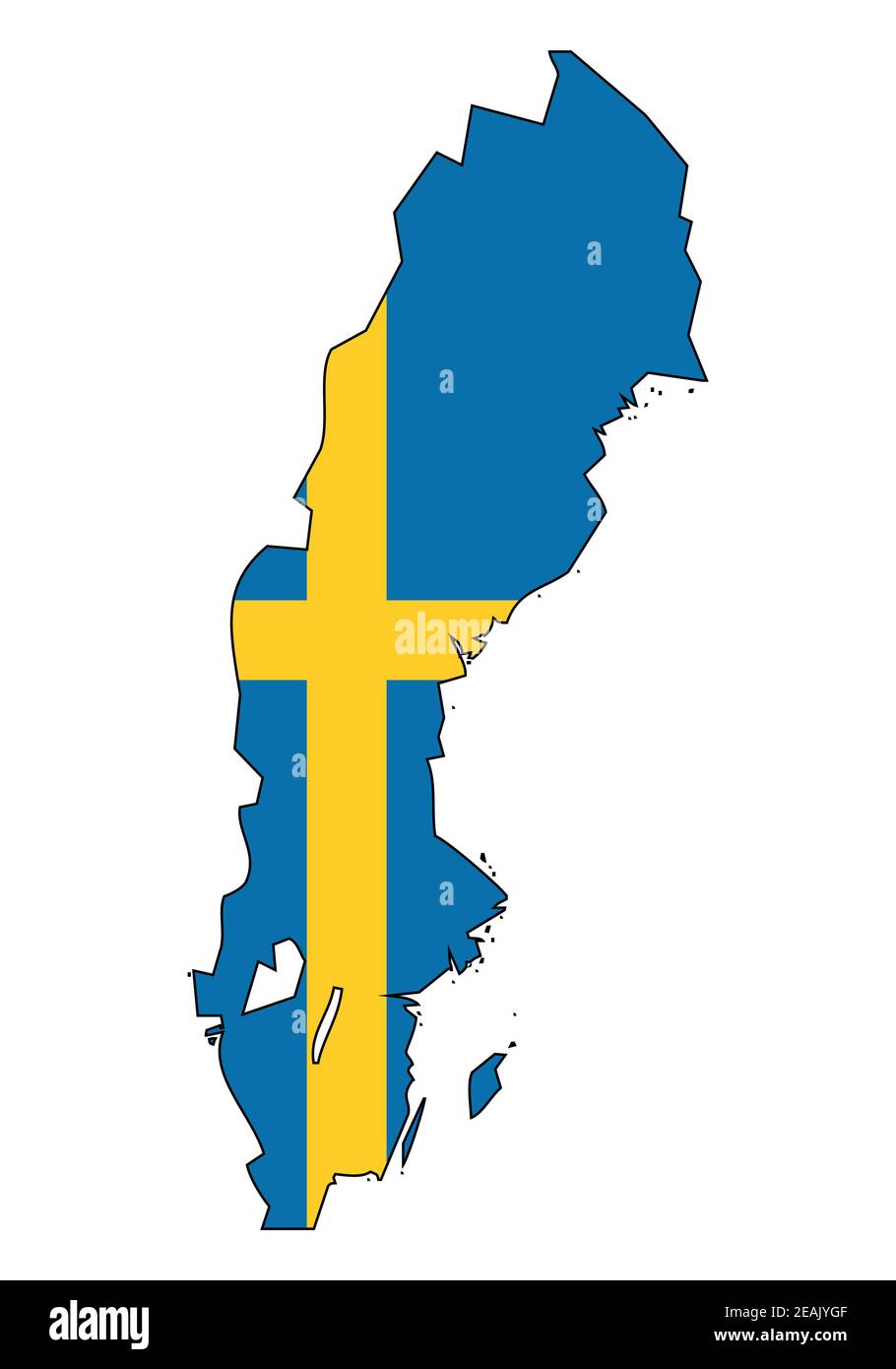 Sweden map with flag - outline of a state with a national flag, white ...