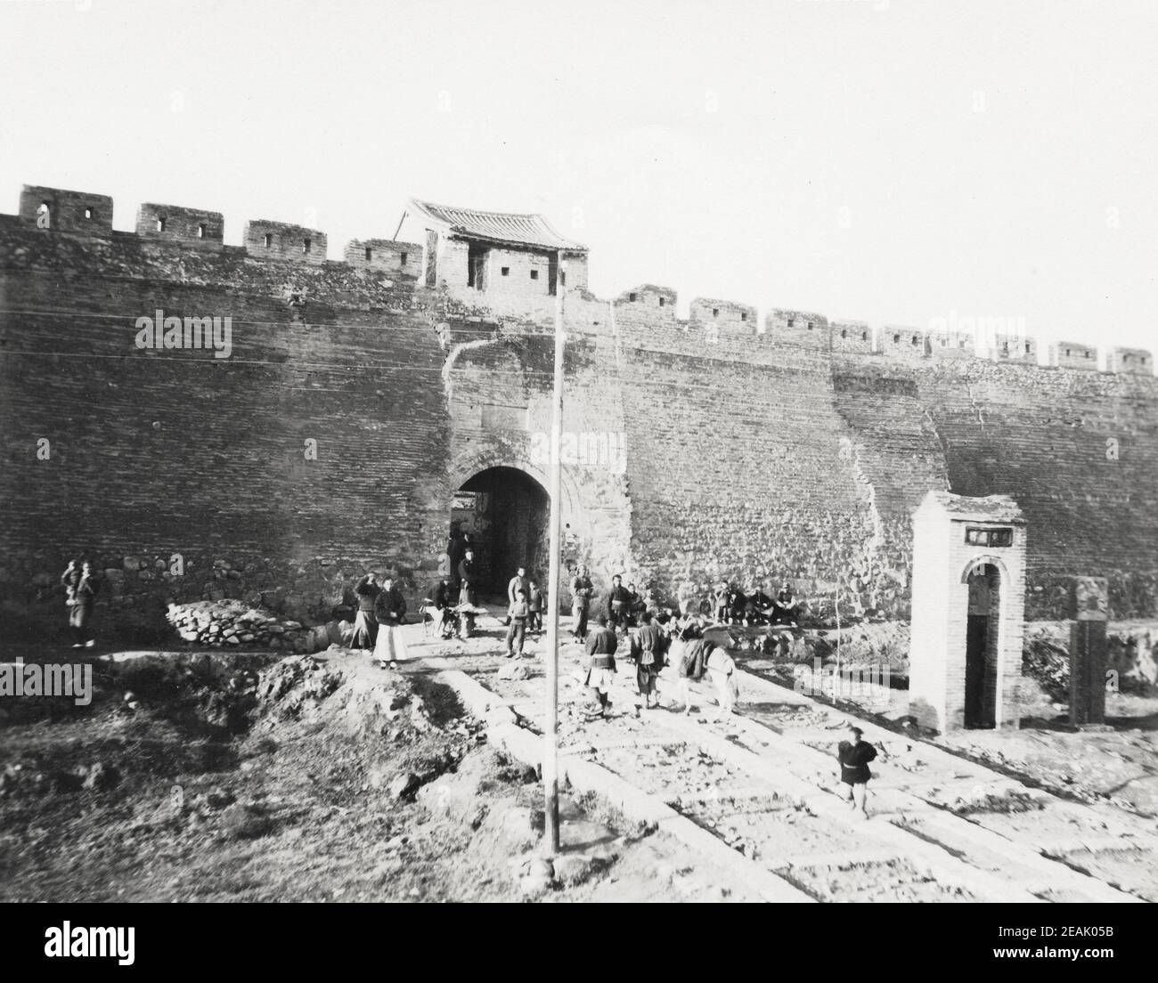 Early 20th century photograph: Road construction, city gate, China ...