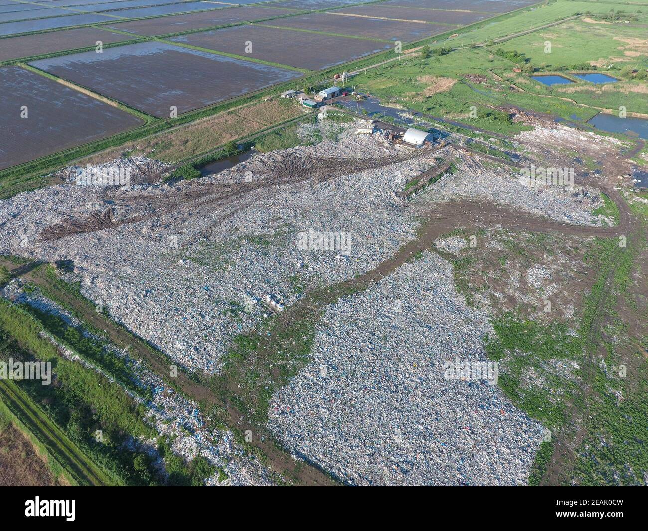 View landfill bird's-eye view. Landfill for waste storage Stock Photo ...