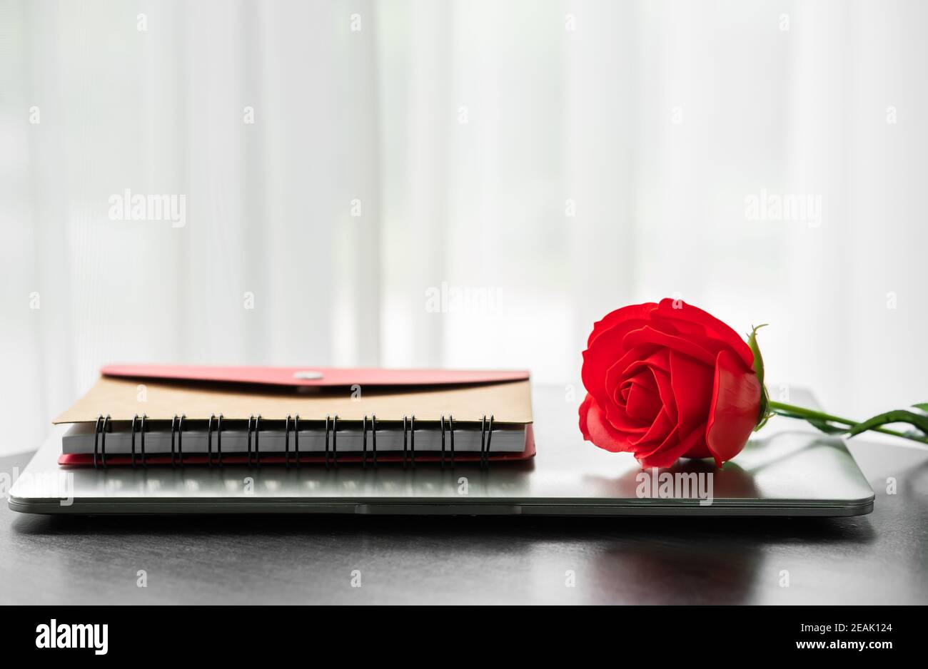 Red rose on laptop computer hi-res stock photography and images - Alamy