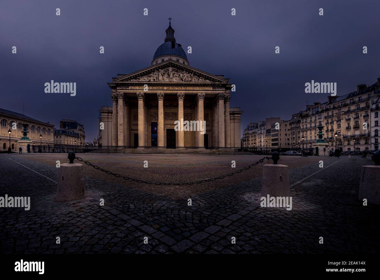 Paris, France - February 8, 2021: Panoramic view of Pantheon monument ...
