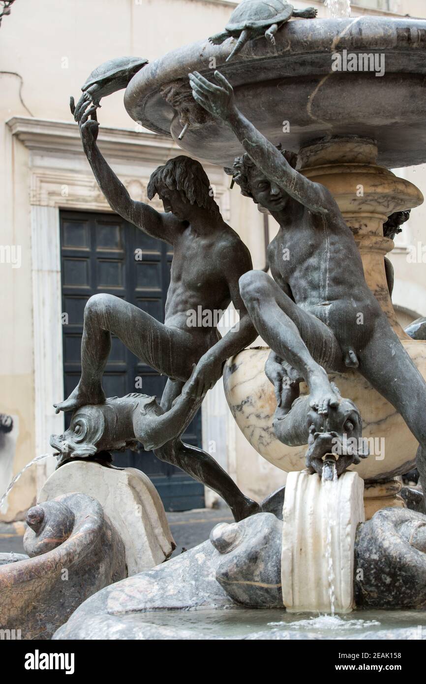 Fontana delle Tartarughe, (The Turtle Fountain) in Piazza Mattei . Rome ...