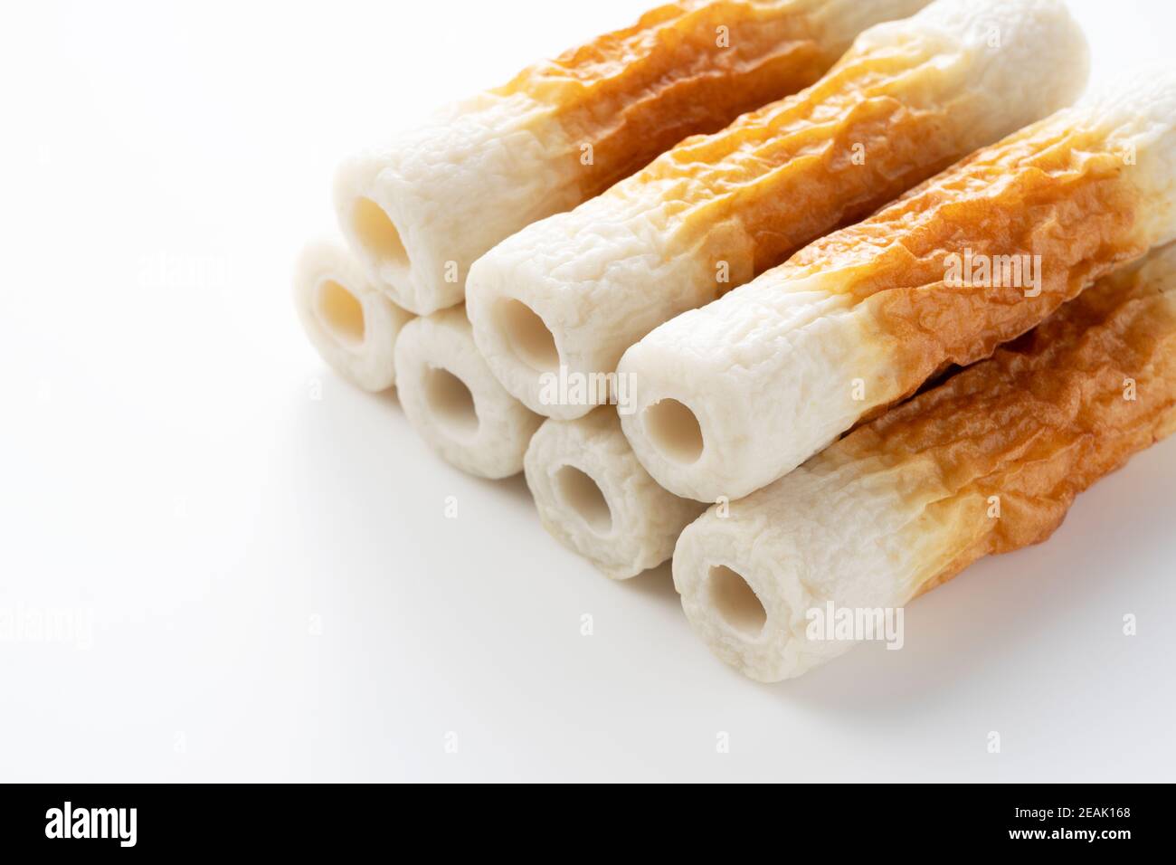 Japanese chikuwa placed on a white background Stock Photo - Alamy