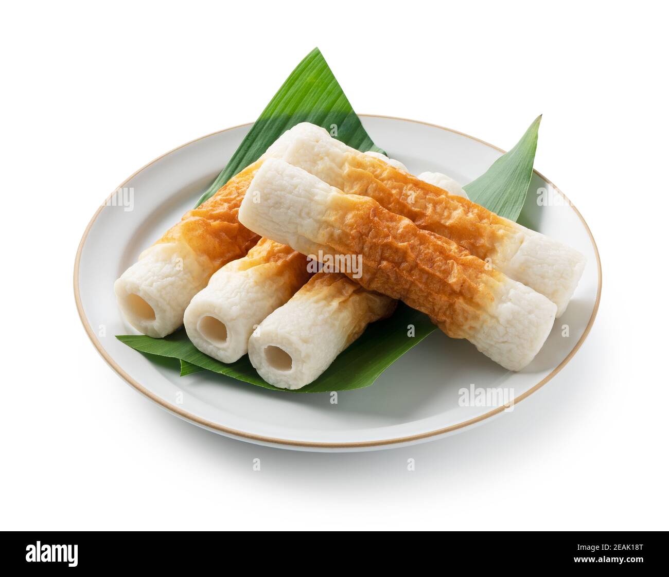 Japanese chikuwa placed on a white background Stock Photo - Alamy