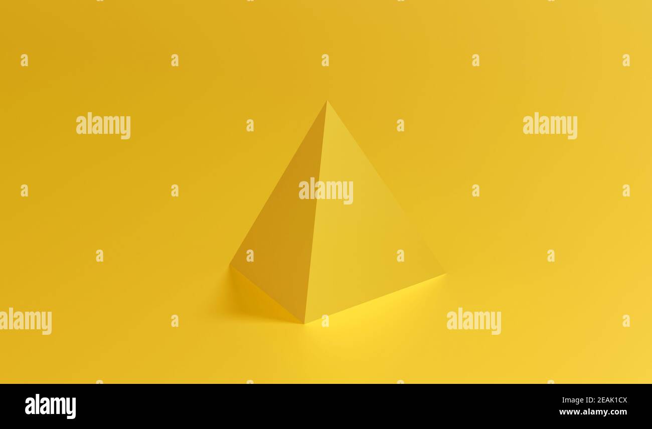 3d render of golden pyramid on yellow background Stock Photo - Alamy