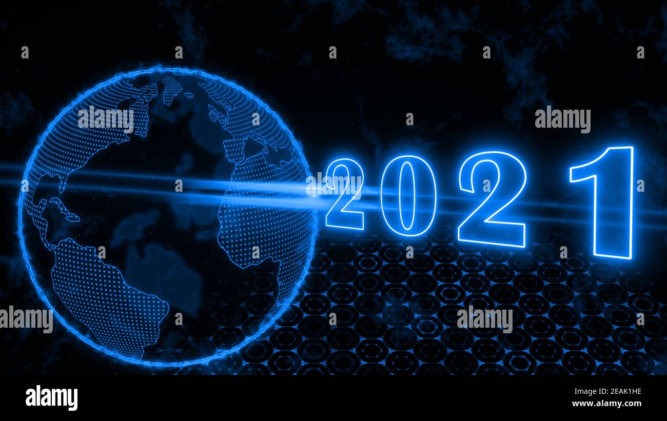 Year change 2021 - abstract 3d text illustration with year digits over ...