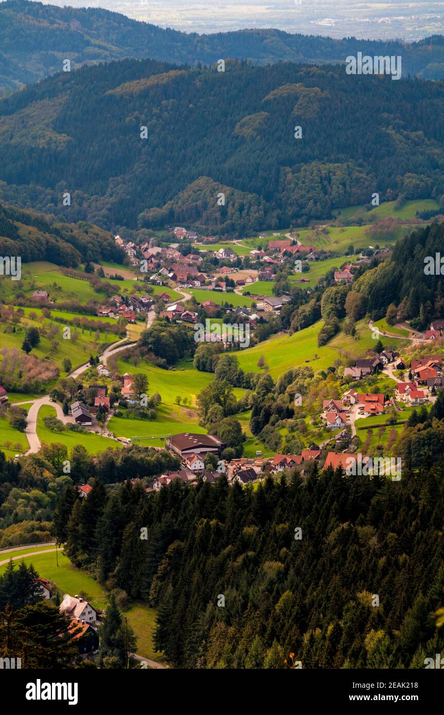 A view of the small town of Seebach nestling in a valley in the Black ...