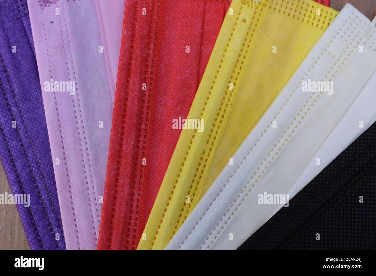 Six Surgical Masks in Various Colours Close Up Stock Photo - Alamy