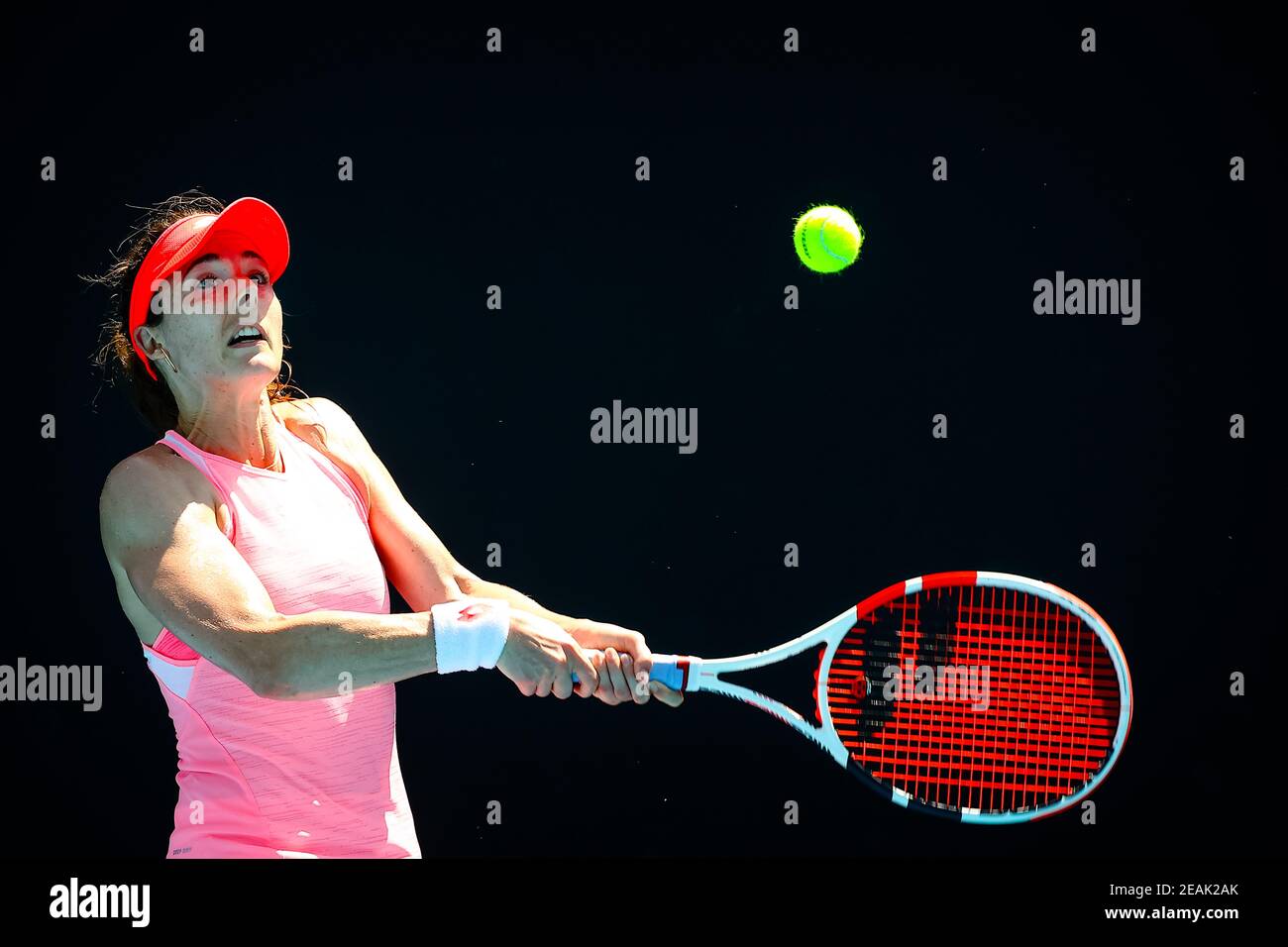 French Alize Cornet pictured in action at a tennis match between French ...