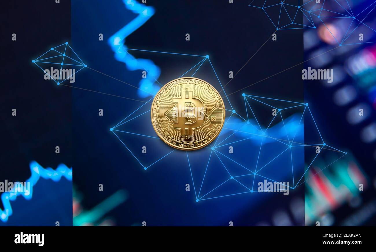 Bitcoin Cryptocurrency. Bitcoin coin growth chart on the exchange ...