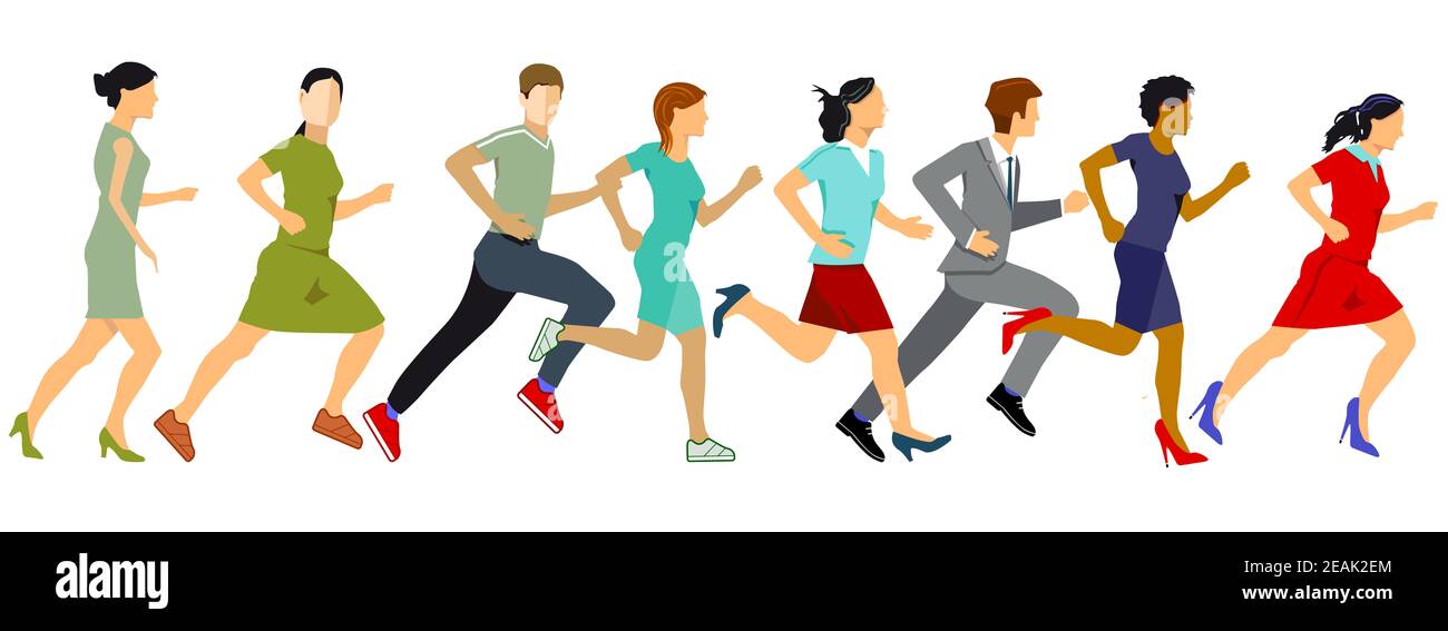 Business people run forward, competition - concept Stock Photo - Alamy