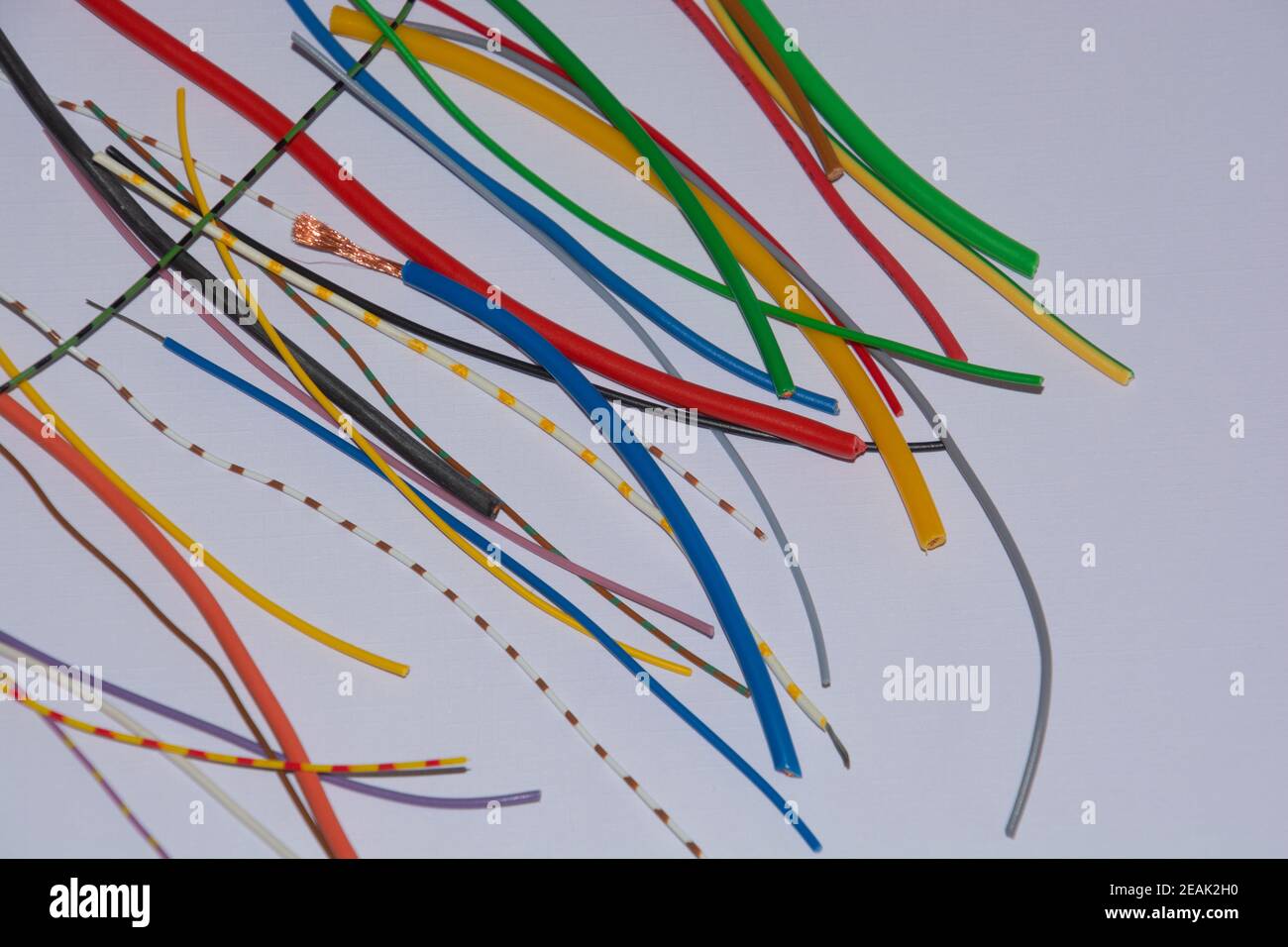 copper and aluminum power electrical wires of different colors on the ...