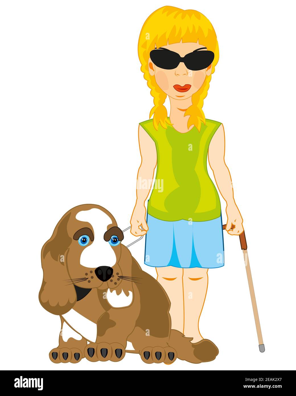 Blinding girl with dog by guide on leash Stock Photo - Alamy