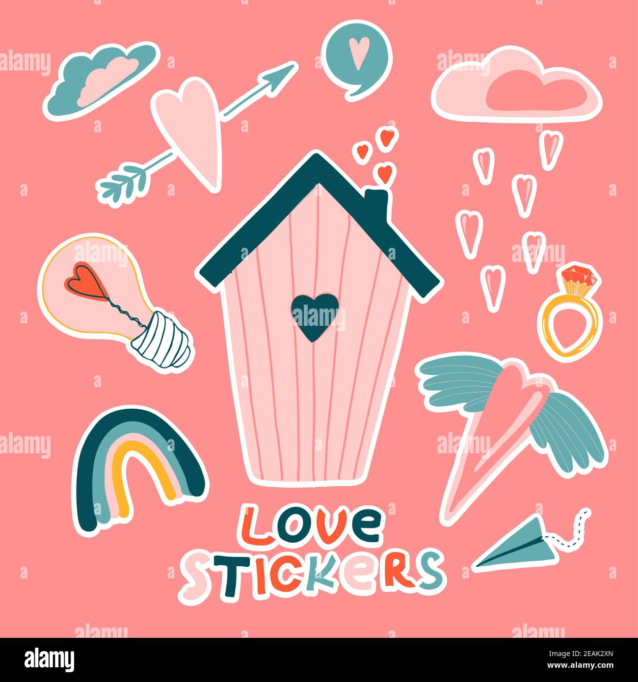 Love stickers. Signs, symbols, items and templates for planners ...
