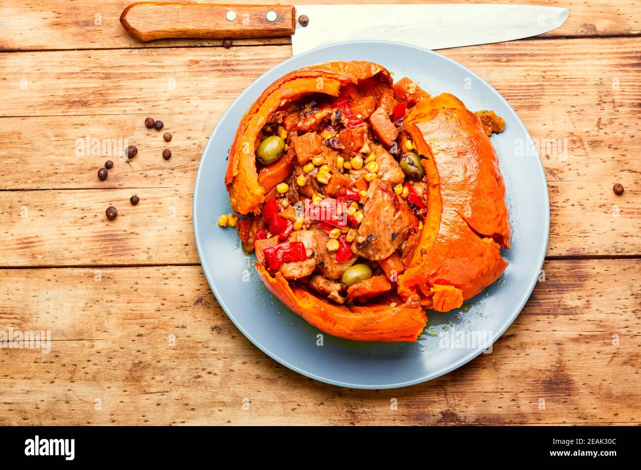 Baked pumpkin with meat Stock Photo - Alamy