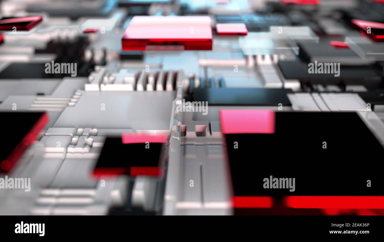 3d render technology background. Complicated abstract surface, computer ...