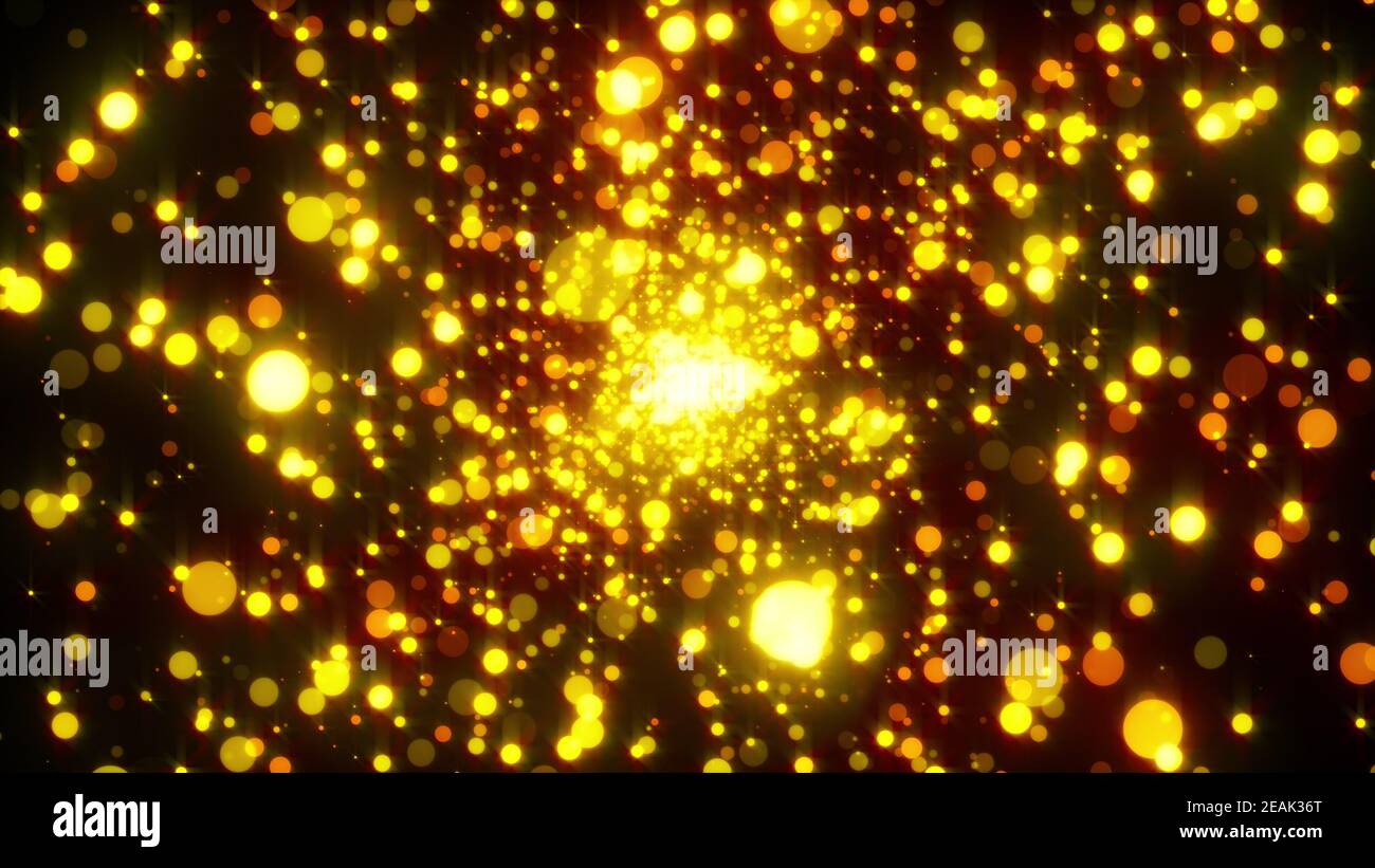 Shimmering glittering particles, computer generated. 3d rendering ...