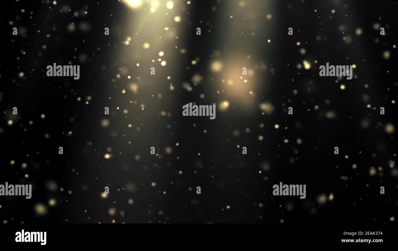 3D rendering small particles with volumetric lights. Computer generated ...