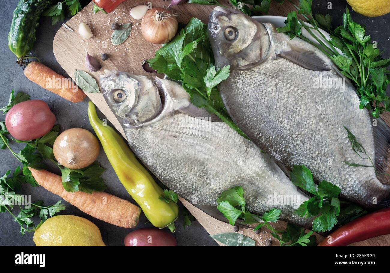 Large river fish bream cooked for frying Stock Photo - Alamy