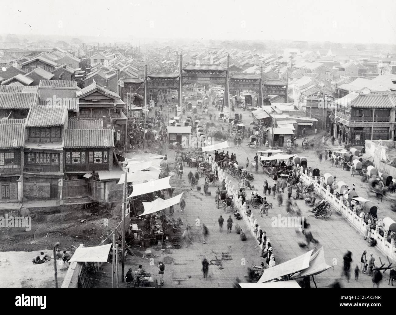 Early 20th century photograph: Paifang, pailou, arch and street scene ...