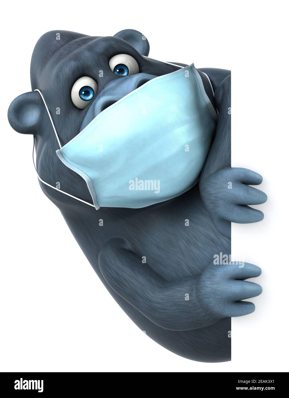 Fun 3D cartoon gorilla with a mask Stock Photo - Alamy