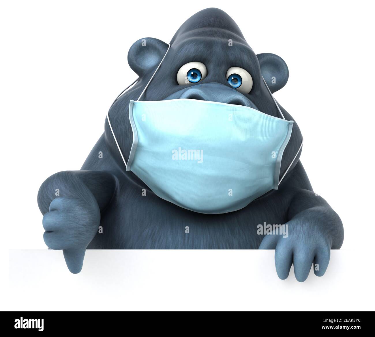Fun 3D cartoon gorilla with a mask Stock Photo - Alamy
