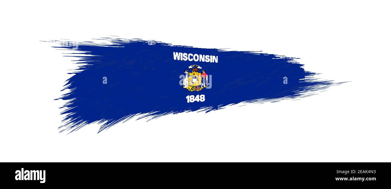Flag of Wisconsin US State in grunge brush stroke, vector grunge ...
