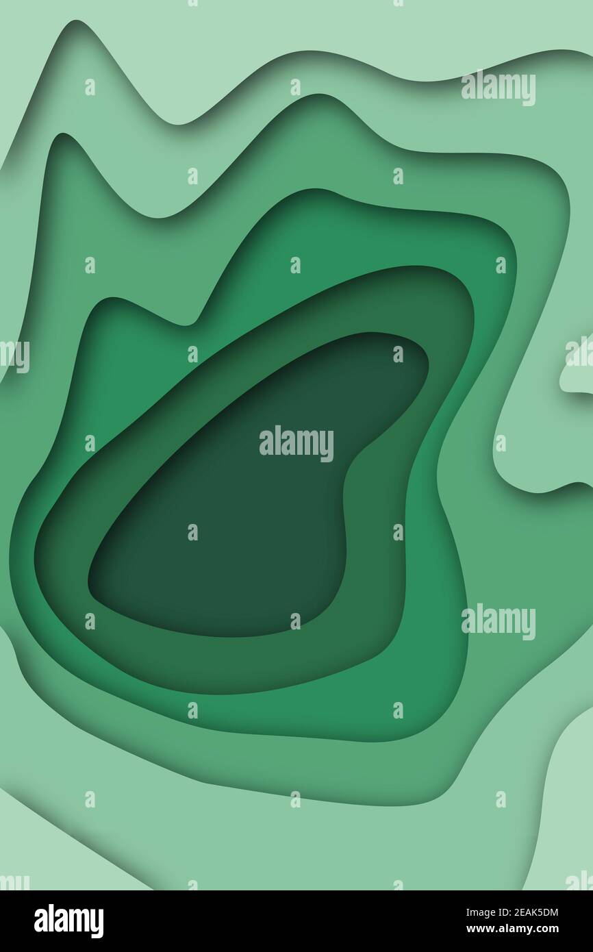 Paper cut out abstract background for design in green colors Stock ...