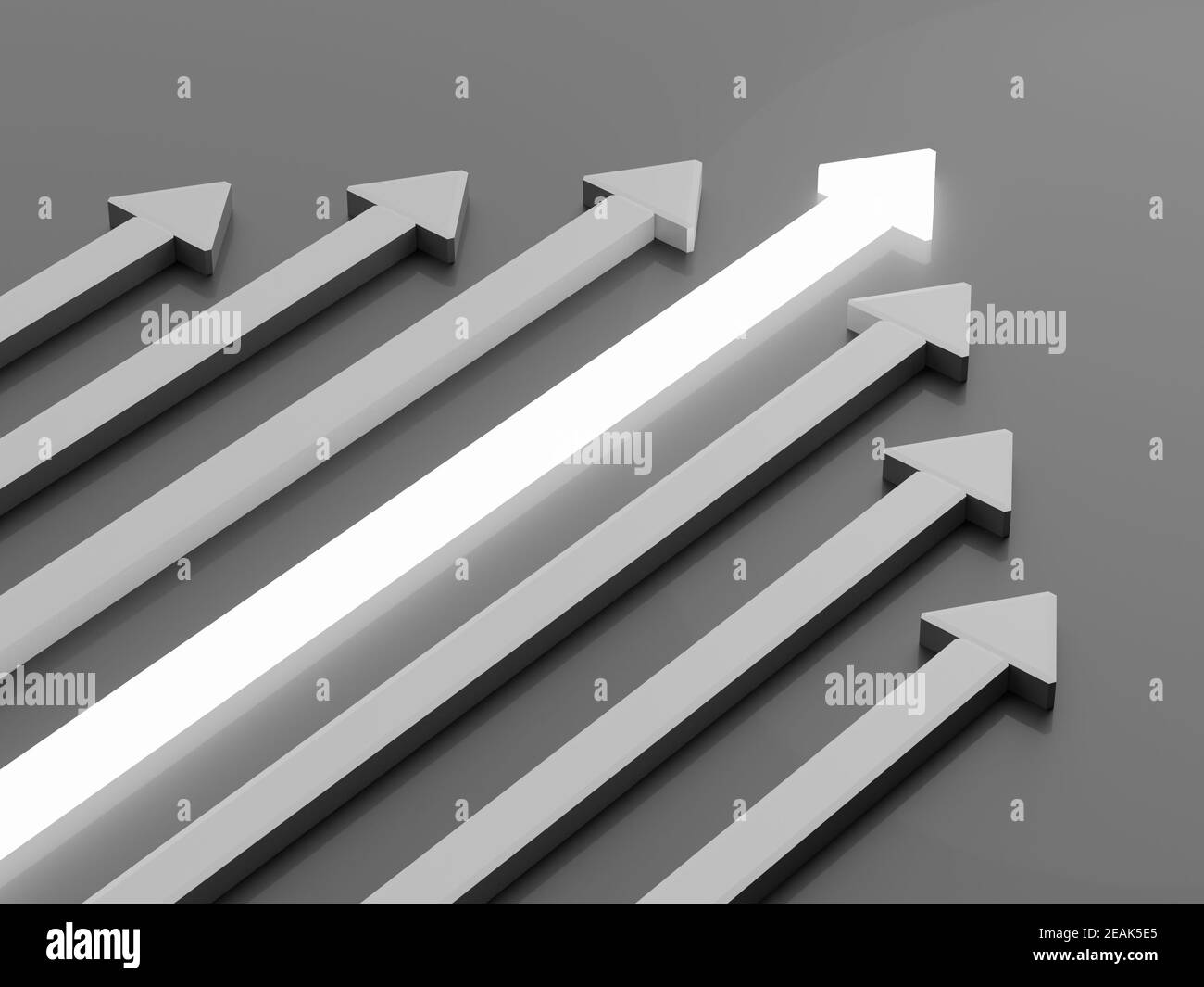 Leadership concept. One red leader arrow leading team forward. 3d ...